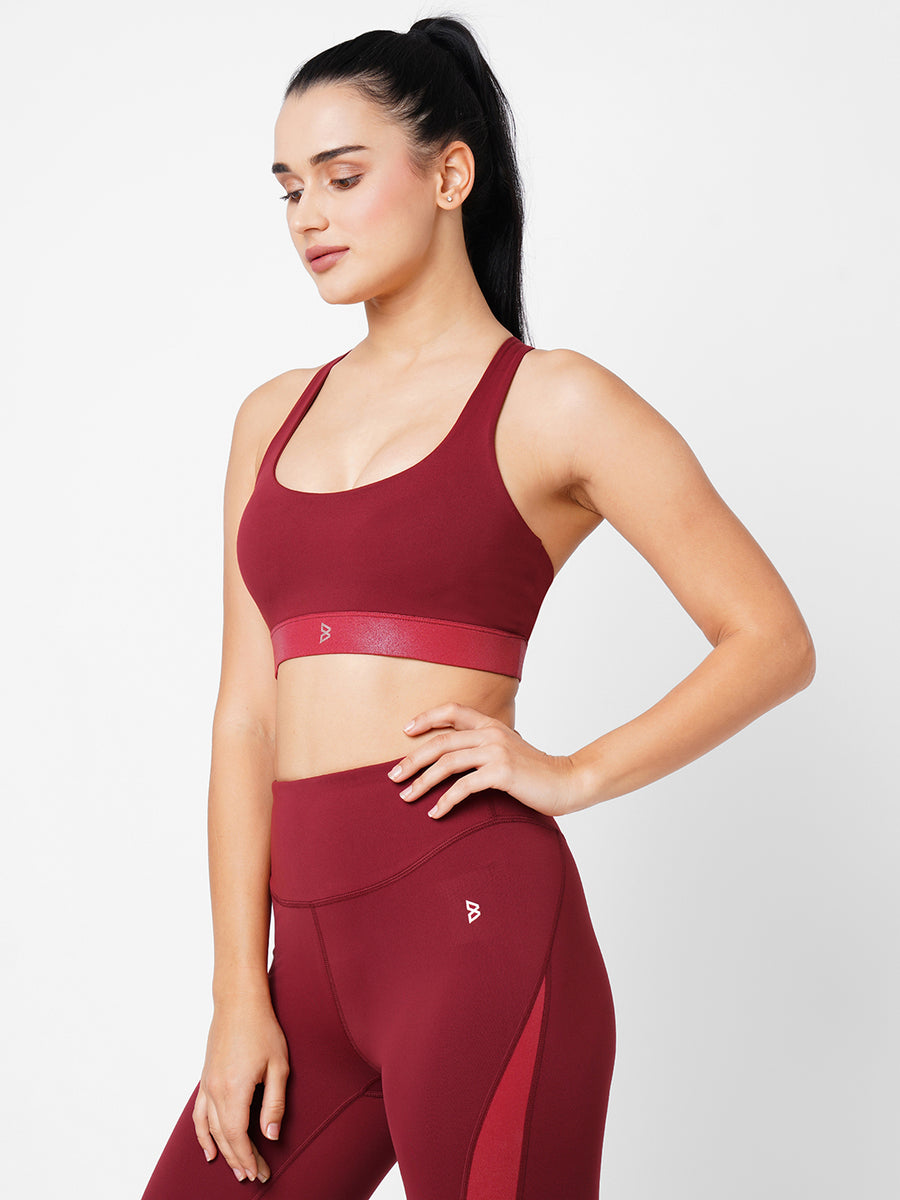Aurora Red Tie Up Sports Bra | BODD ACTIVE